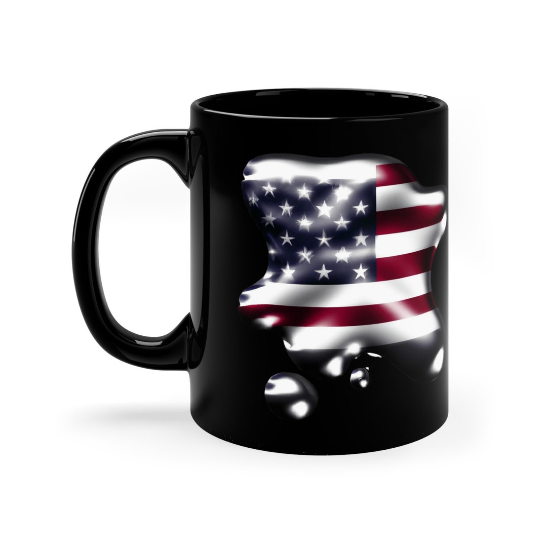Liquid American Flag Black Mug - Etsy