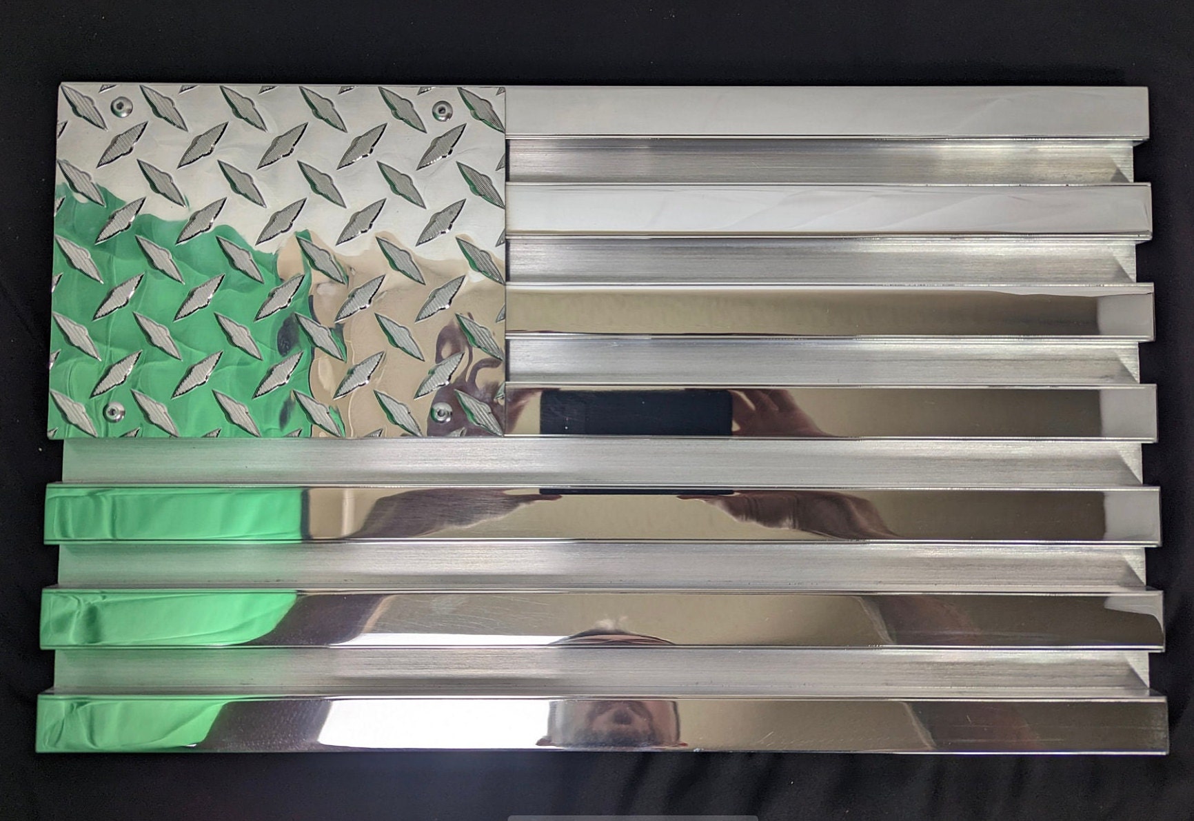 Aluminum American Flag Mirror Polished Aluminum Flag Thin Red Line Thin ...