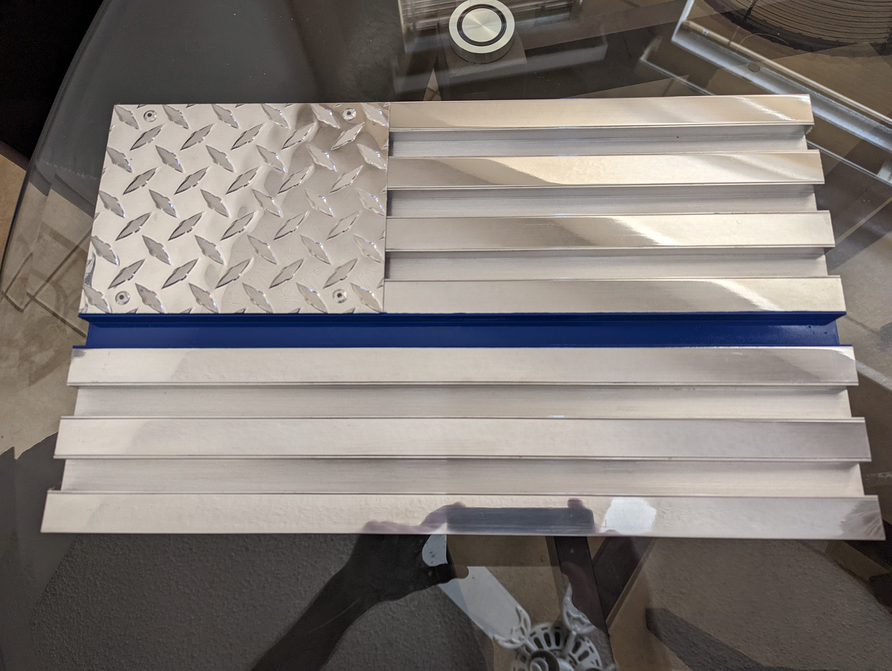 Aluminum American Flag Mirror Polished Aluminum Flag Thin Red Line Thin ...