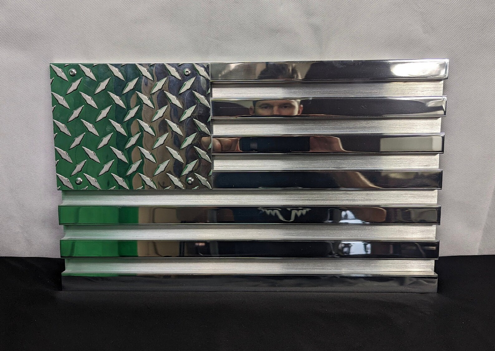 Aluminum American Flag Mirror Polished Aluminum Flag Thin Red Line Thin ...