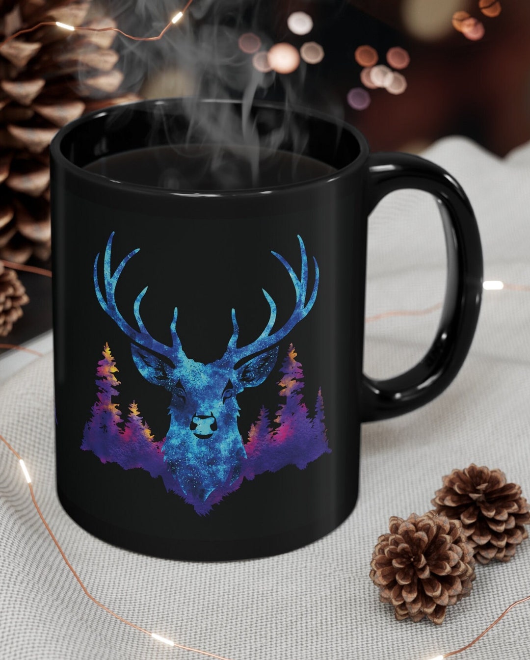 Deer Buck Silhouette Coffee Mug Deer Head Mountains Coffee Mug Deer ...