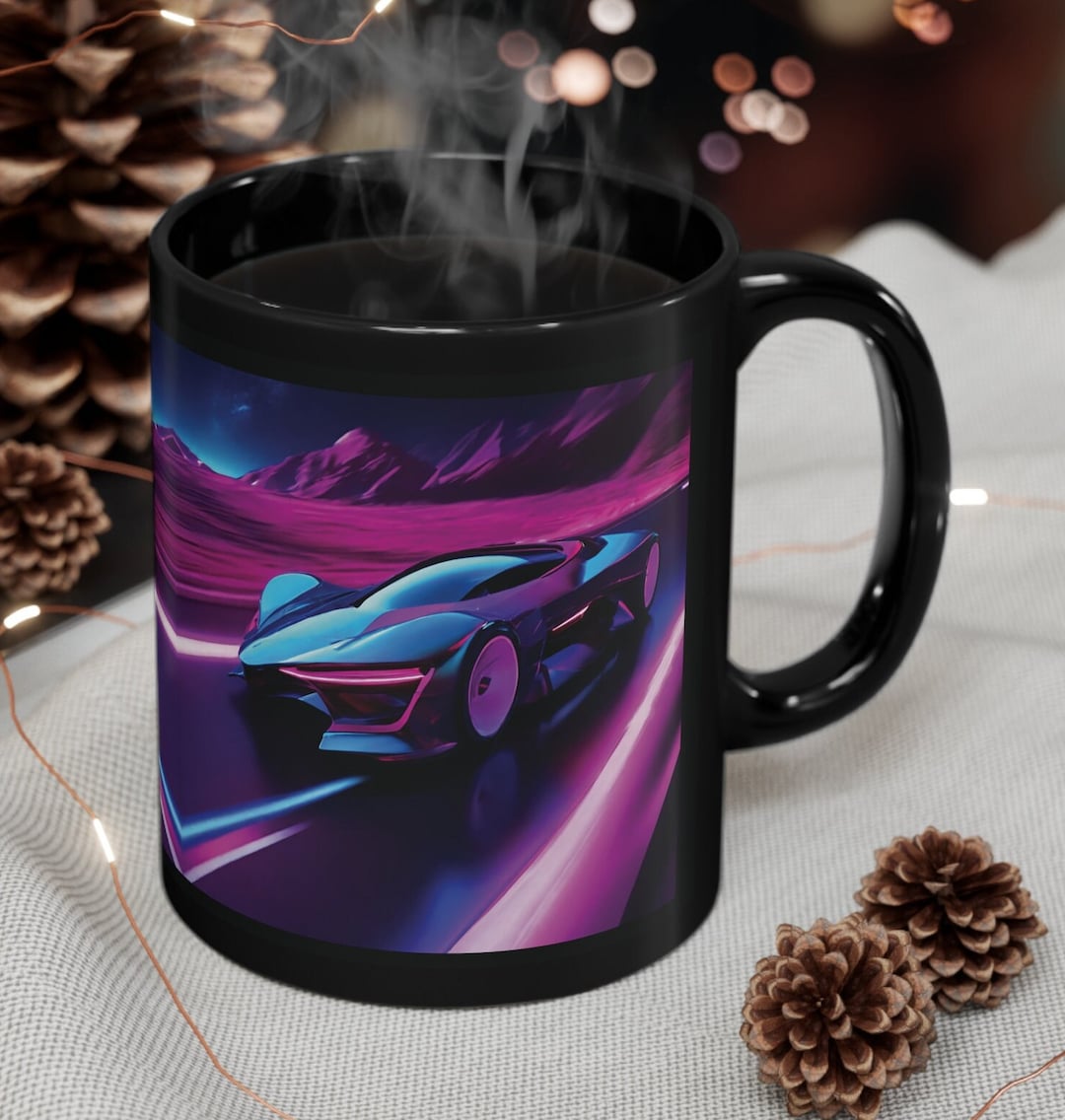 Futuristic Supercar Coffee Cup Neon Space Car Coffee Mug Synthwave ...