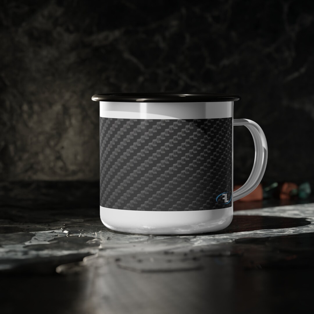 Carbon Fiber Print Enamel Camp Cup Carbon Fiber Gift for Him Carbon ...