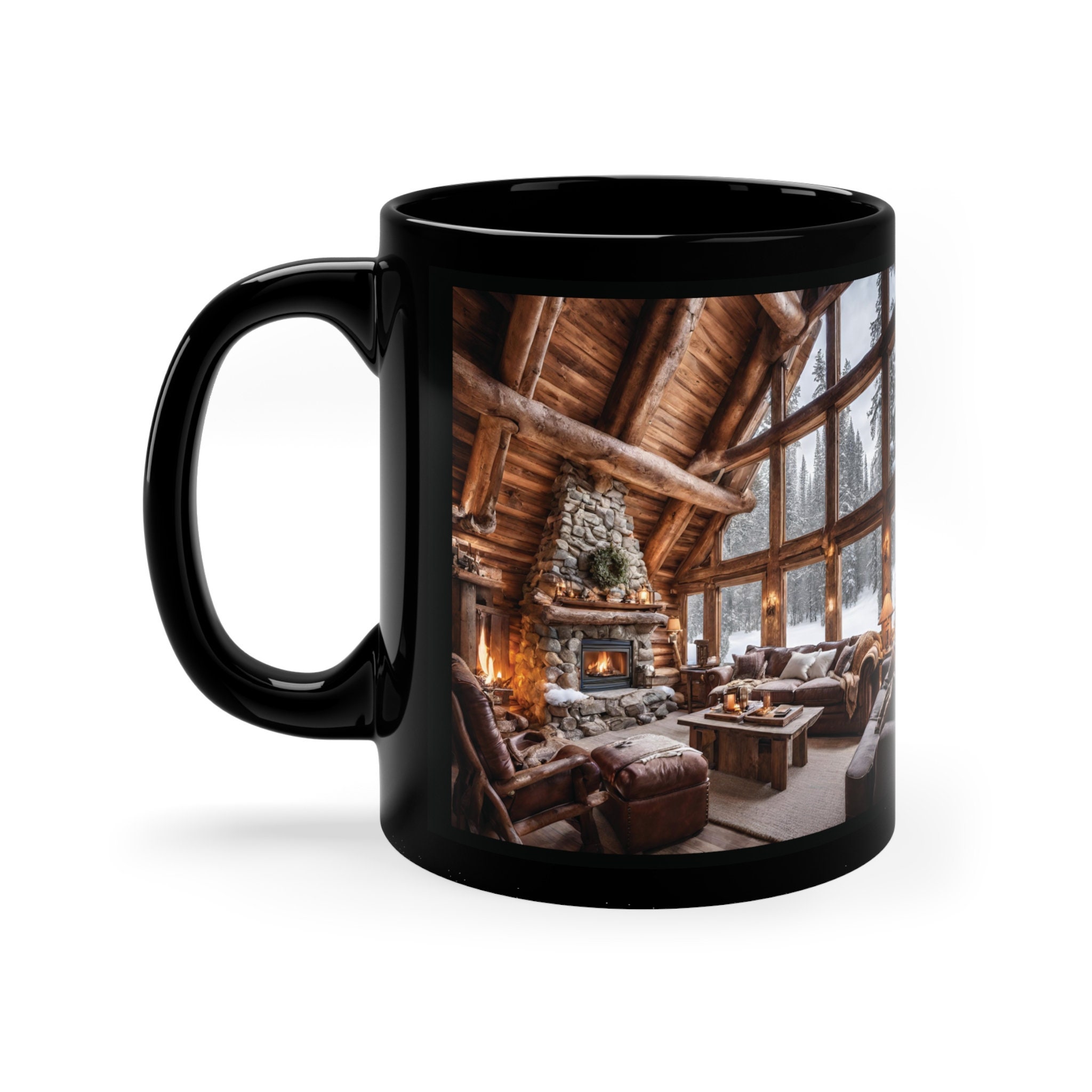 Cozy Winter Cabin Mug Log Cabin Coffee Cup Cabin Fireplace Coffee Mug ...