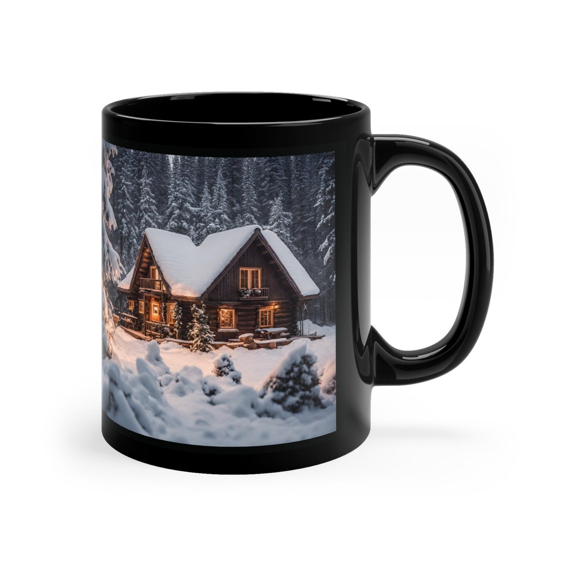 Cozy Winter Cabin Mug Log Cabin Coffee Cup Cabin Fireplace Coffee Mug ...