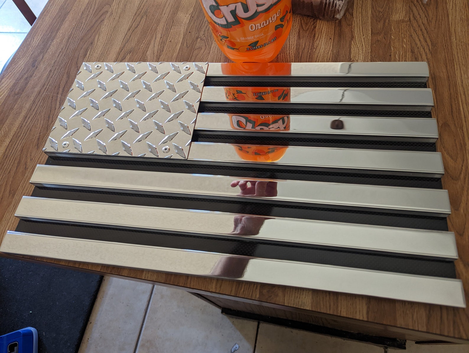 Aluminum American Flag Mirror Polished Aluminum Flag Thin Red Line Thin ...