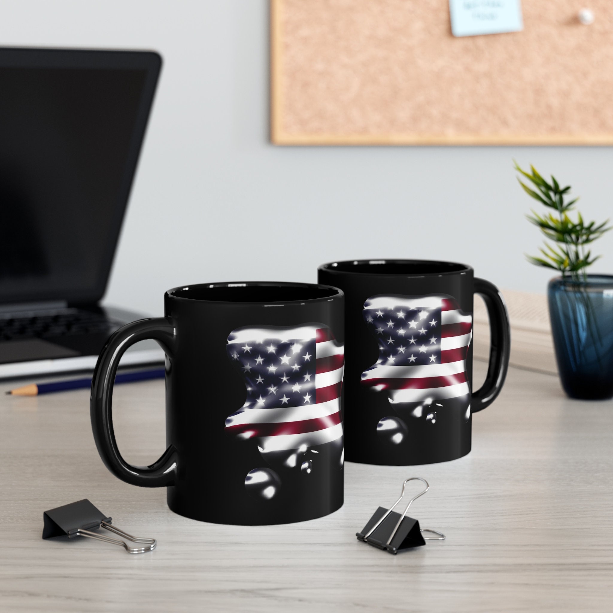 Liquid American Flag Black Mug USA Flag Unique Attractive Coffee Mug ...