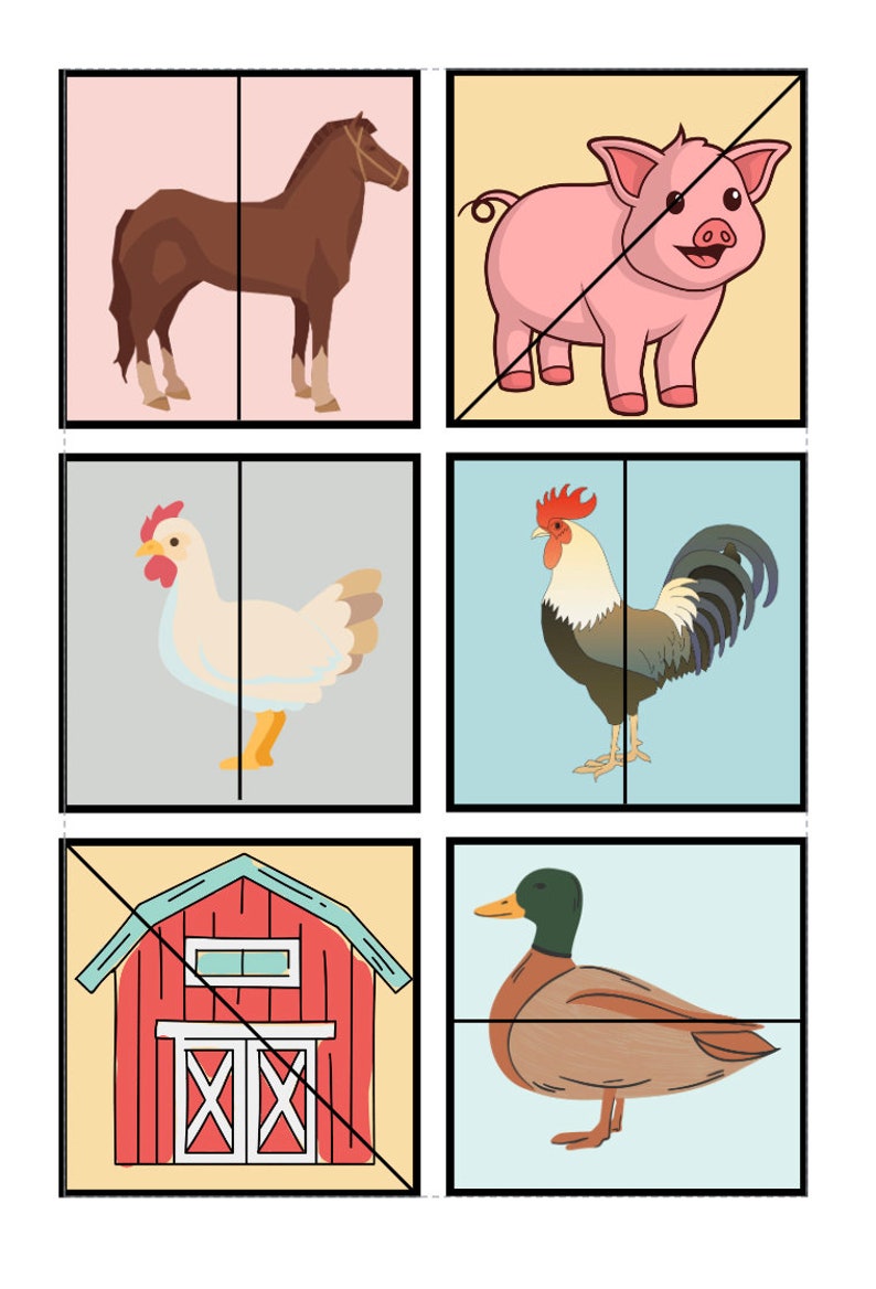 Toddler to Pre-k Farm Animal Matching Puzzle Game - Educational ...