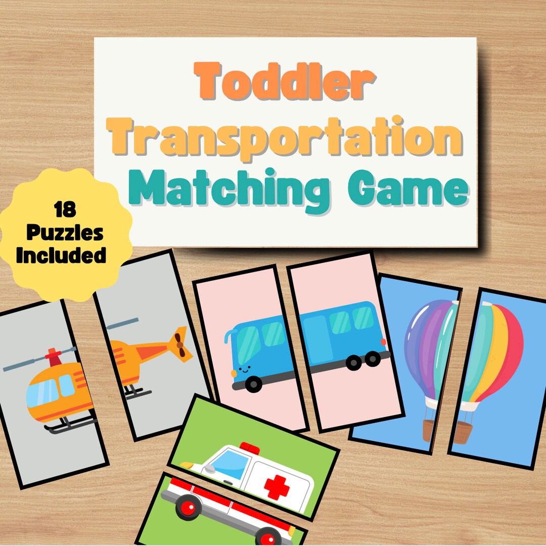 Toddler to Pre-k Matching Puzzle Game Cars Trains Educational Printable ...