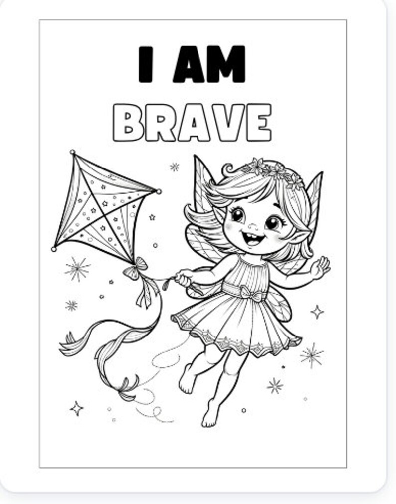 Fairy Coloring Pages Kids Positive Affirmation - Digital Download ...