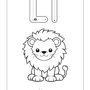 Kids' Alphabet Animal Coloring Book Digital Download Traceable Letters ...