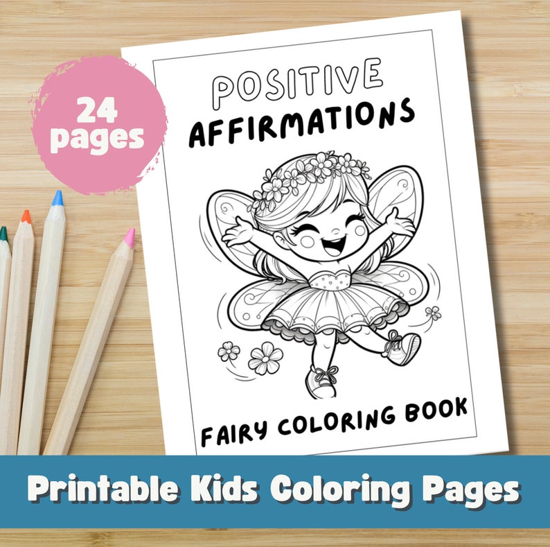 Fairy Coloring Pages Kids Positive Affirmation - Digital Download ...
