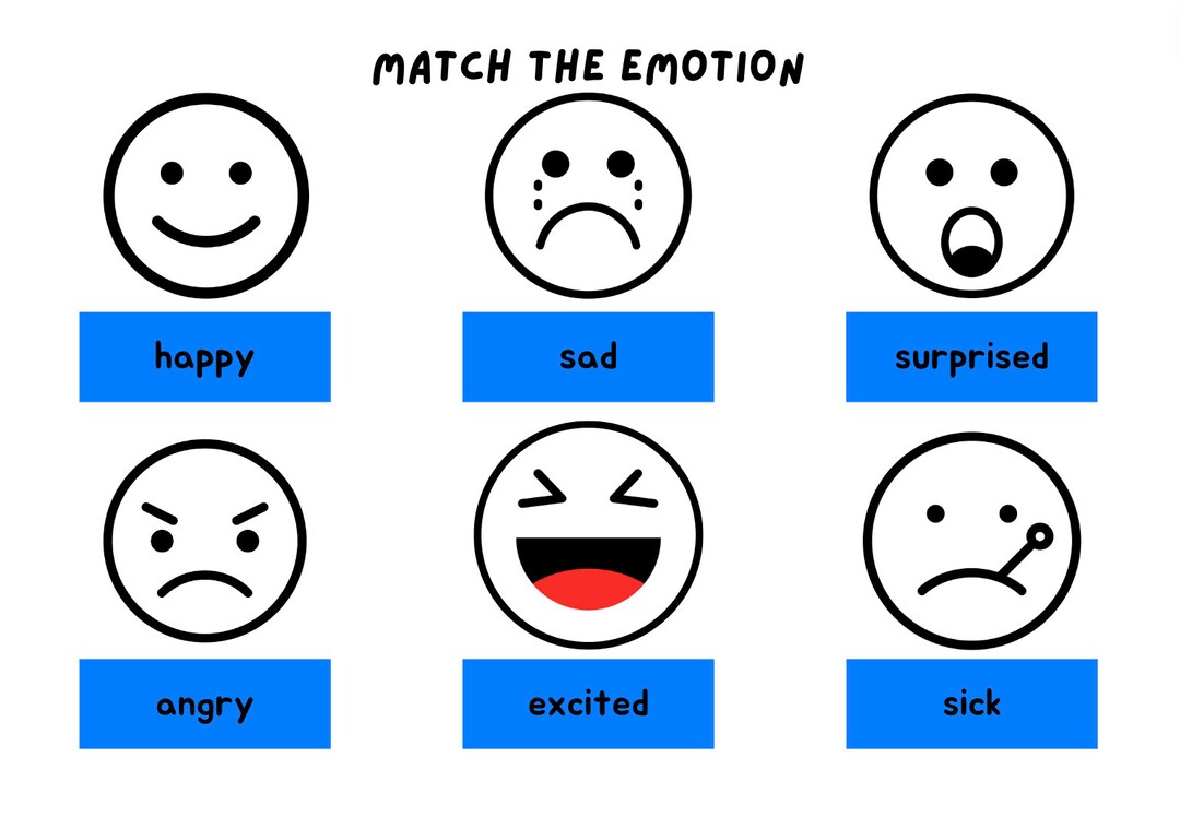 Emotion Matching Game for Toddlers Prek Printable Worksheet Learn ...