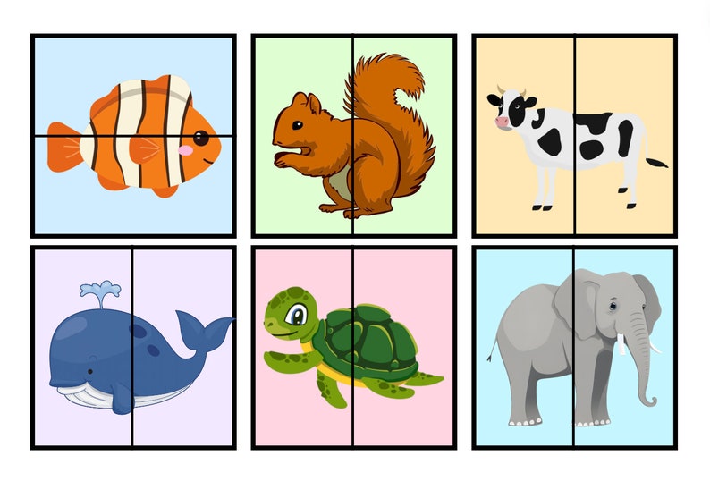 Toddler to Pre-k Animal Matching Puzzle Game - Educational Printable ...