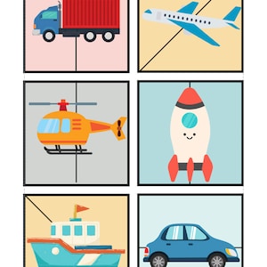 Toddler to Pre-k Matching Puzzle Game Cars Trains Educational Printable ...