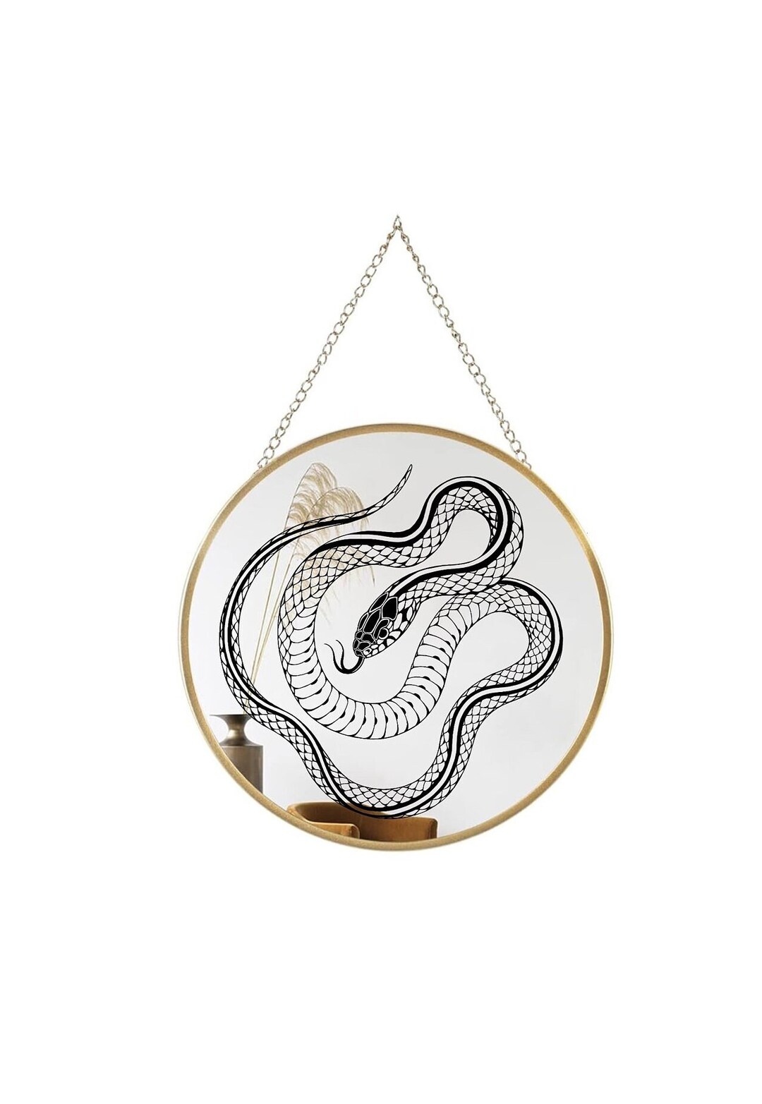 Gold Etched Serpent Mirror , Home Decor Snake Art - Etsy
