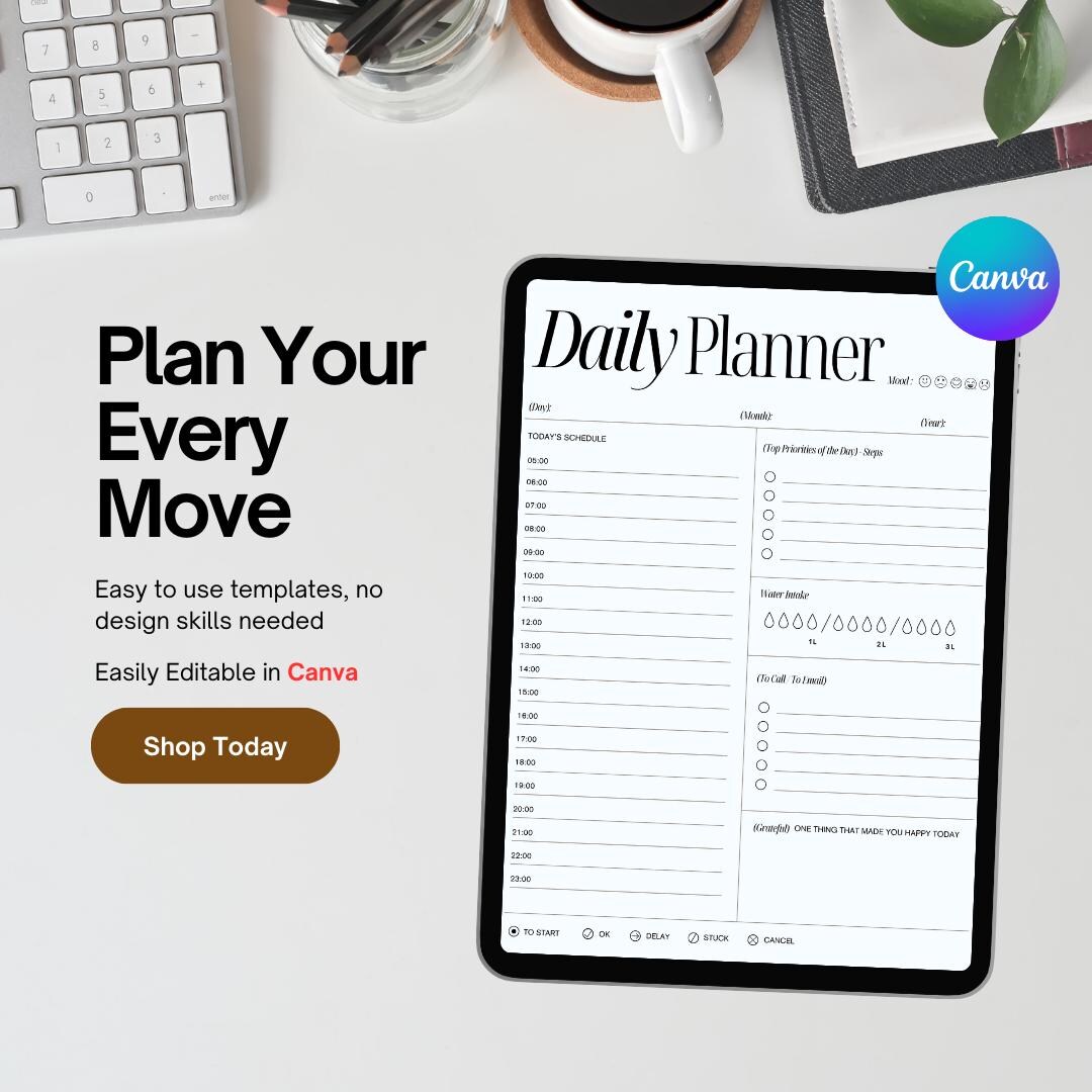 Minimalist Daily Planner Template: Printable Schedule - Etsy