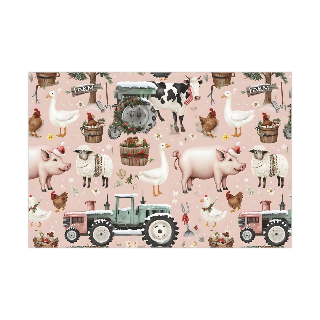Farm-themed Gift Wrap Paper, Rustic Holiday Wrapping Paper for Farm ...
