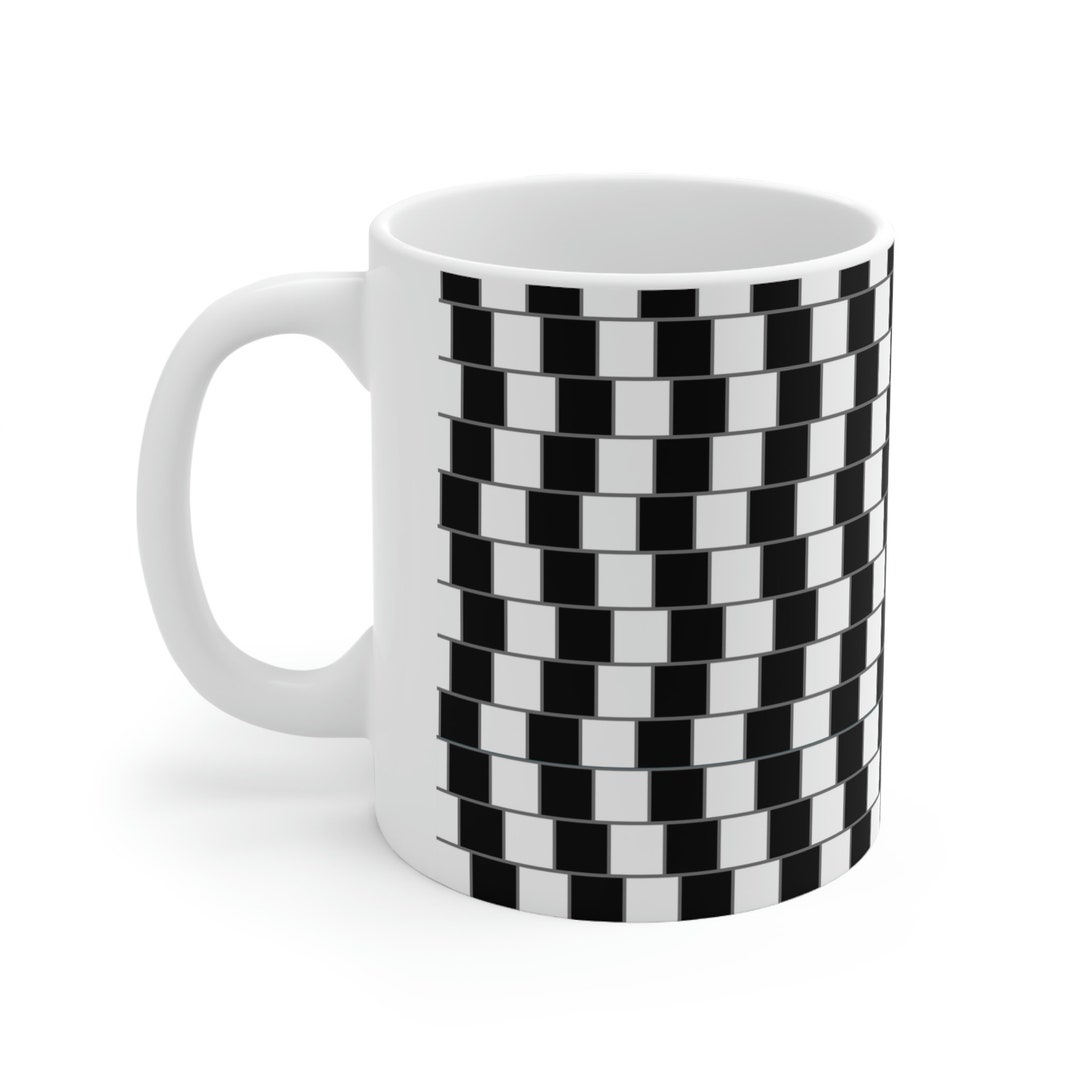 Café Wall Illusion Mug | Optical Illusion Mug | Coffee Mug | Black and White Mug | Gift for ...
