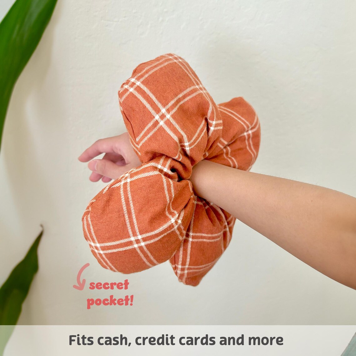 Plaid Petal Pouch Scrunchie | Flower Shaped Scrunchie With Hidden ...