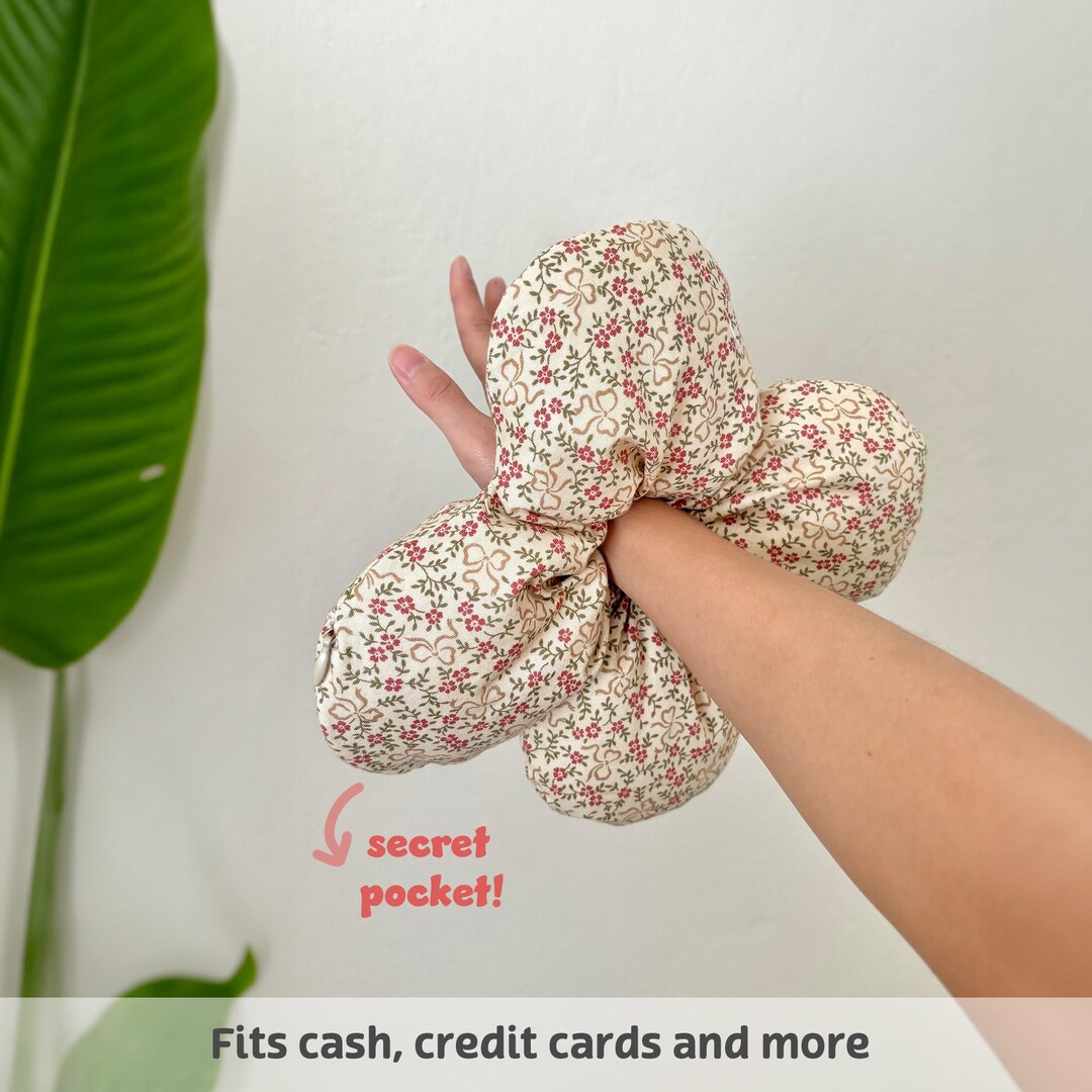 Beige Petal Pouch Scrunchie | Flower Shaped Scrunchie With Secret ...