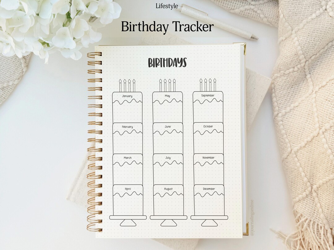Birthday Tracker | Bullet | Journaling | Planner | Notebook | Lifestyle ...