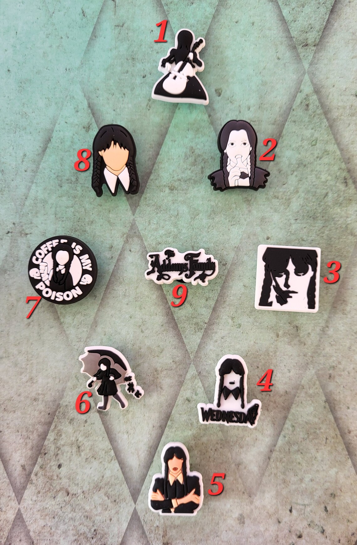 Wednesday Addams family Halloween Croc Charms / Jibbitz / Button ...