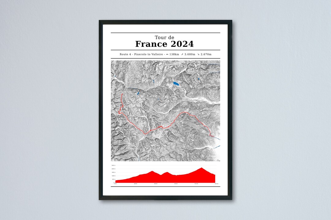 Tour De France Route Map 2024, Minimalist Bike Poster, Cyclist's Gift ...