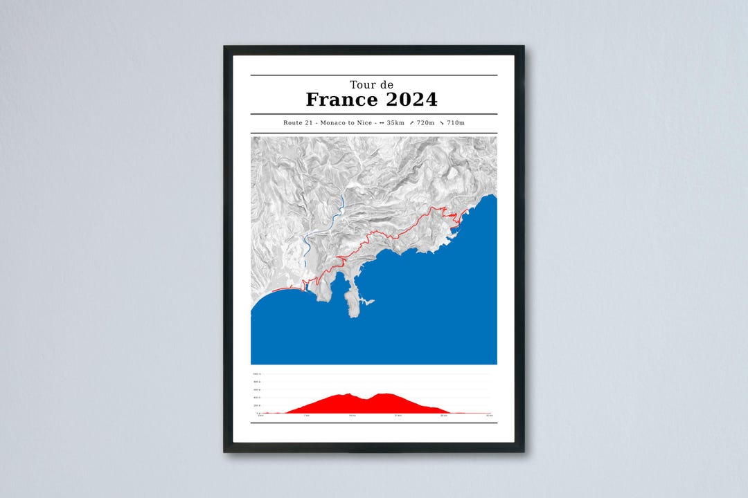 Tour de France Route Map 2024, Minimalist Bike Poster, Cyclist's Gift ...