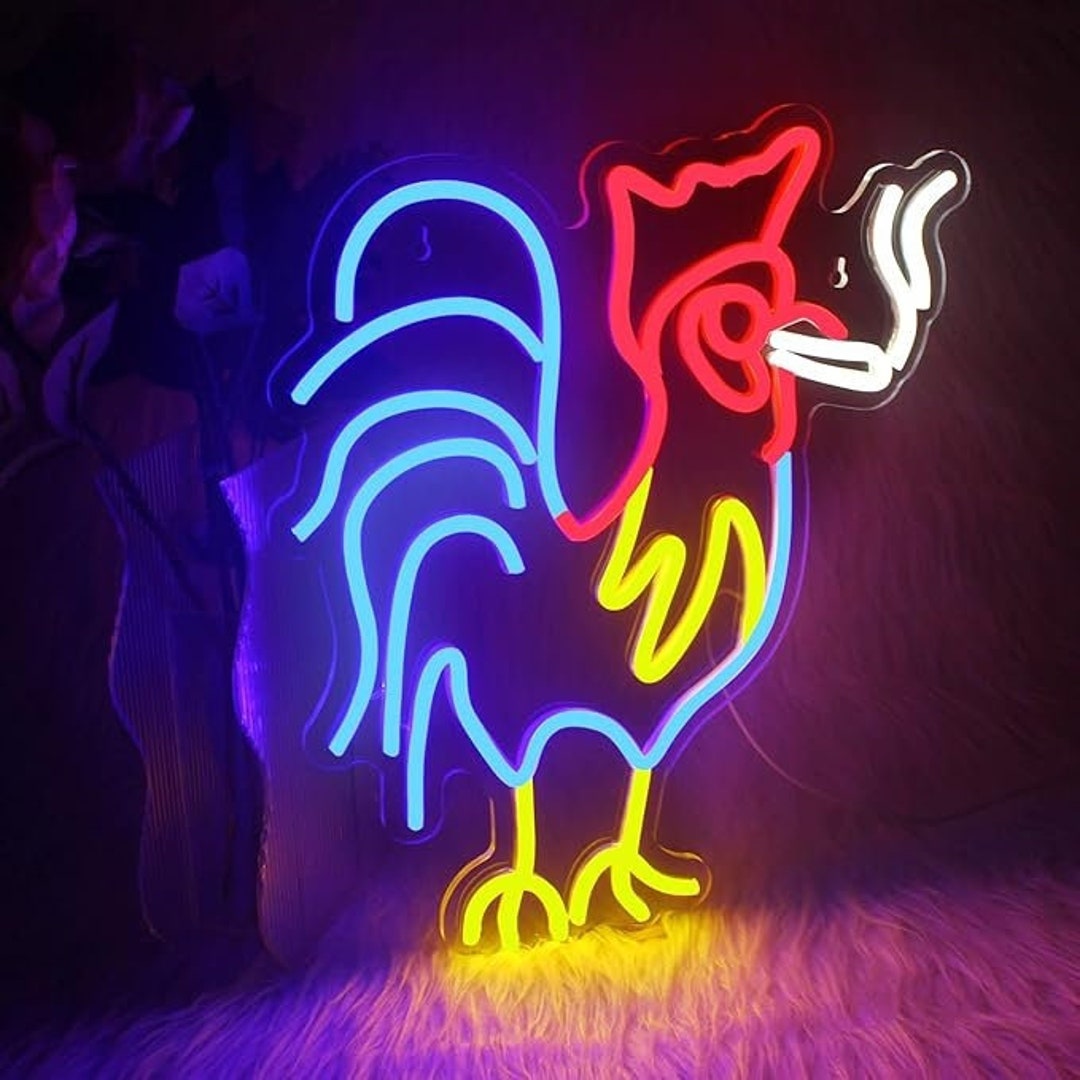 Custom Rooster Chicken Neon Sign Personalized Rooster Smoking Shop Gift ...
