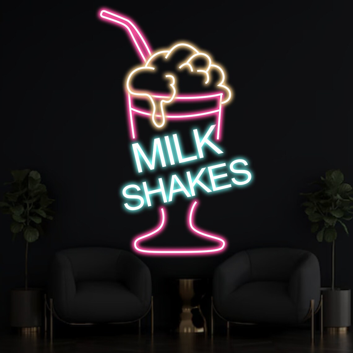 Milk Shake Neon Sign Milkshake Sign Custom for Coffee Shop Bar Decor ...