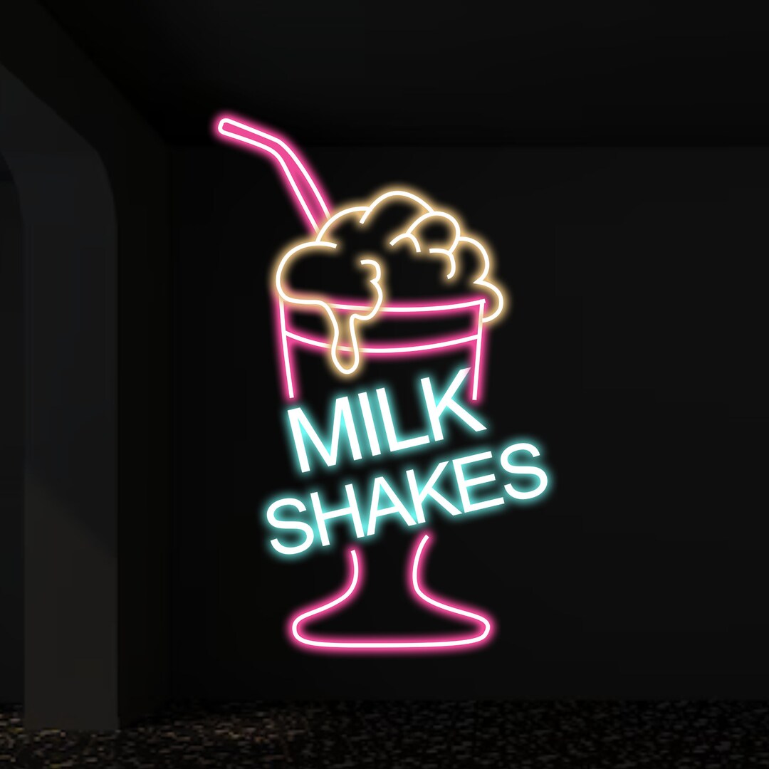 Milk Shake Neon Sign Milkshake Sign Custom for Coffee Shop Bar Decor ...