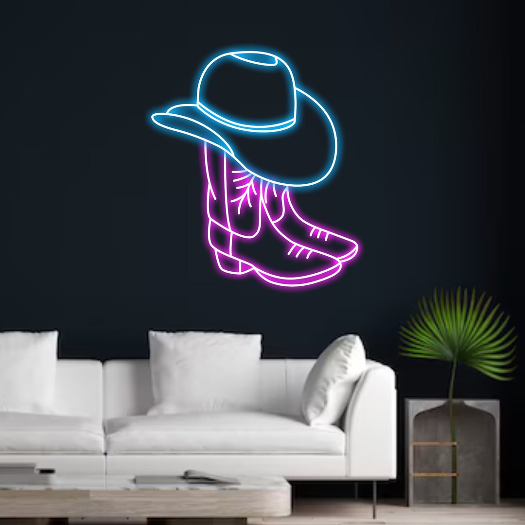 Cowboy Boots Neon Sign, Cowboy Boot and Hat Neon Sign, Cowboy Hat Neon ...