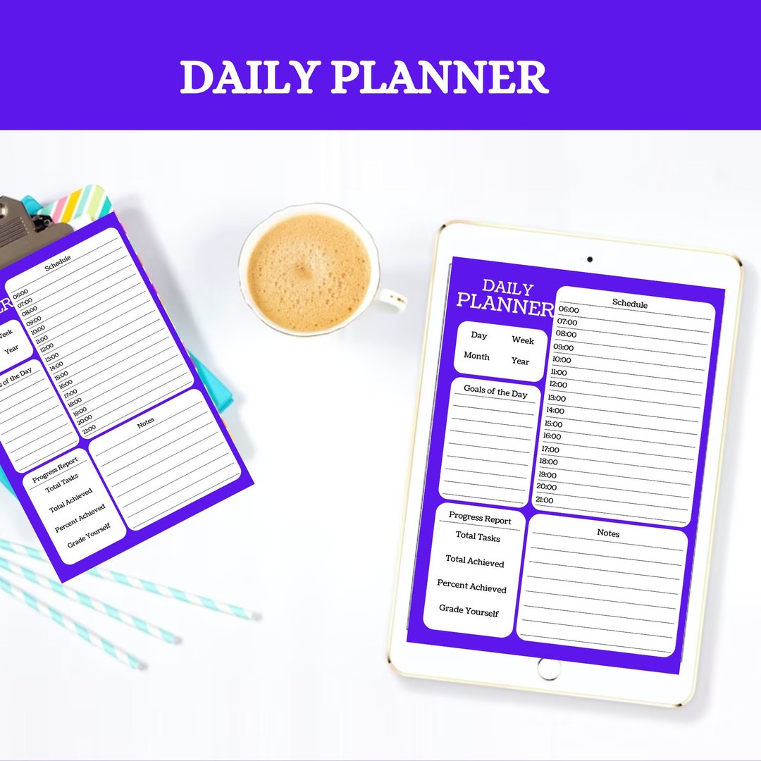 Daily Planner Printable, Hourly Planner, Daily Schedule, Digital ...