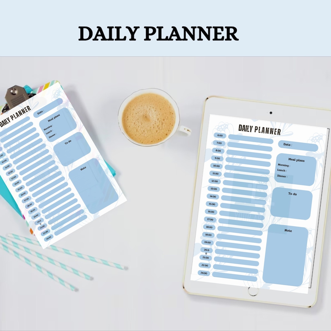 Daily Planner Printable, Hourly Planner, Daily Schedule, Digital ...