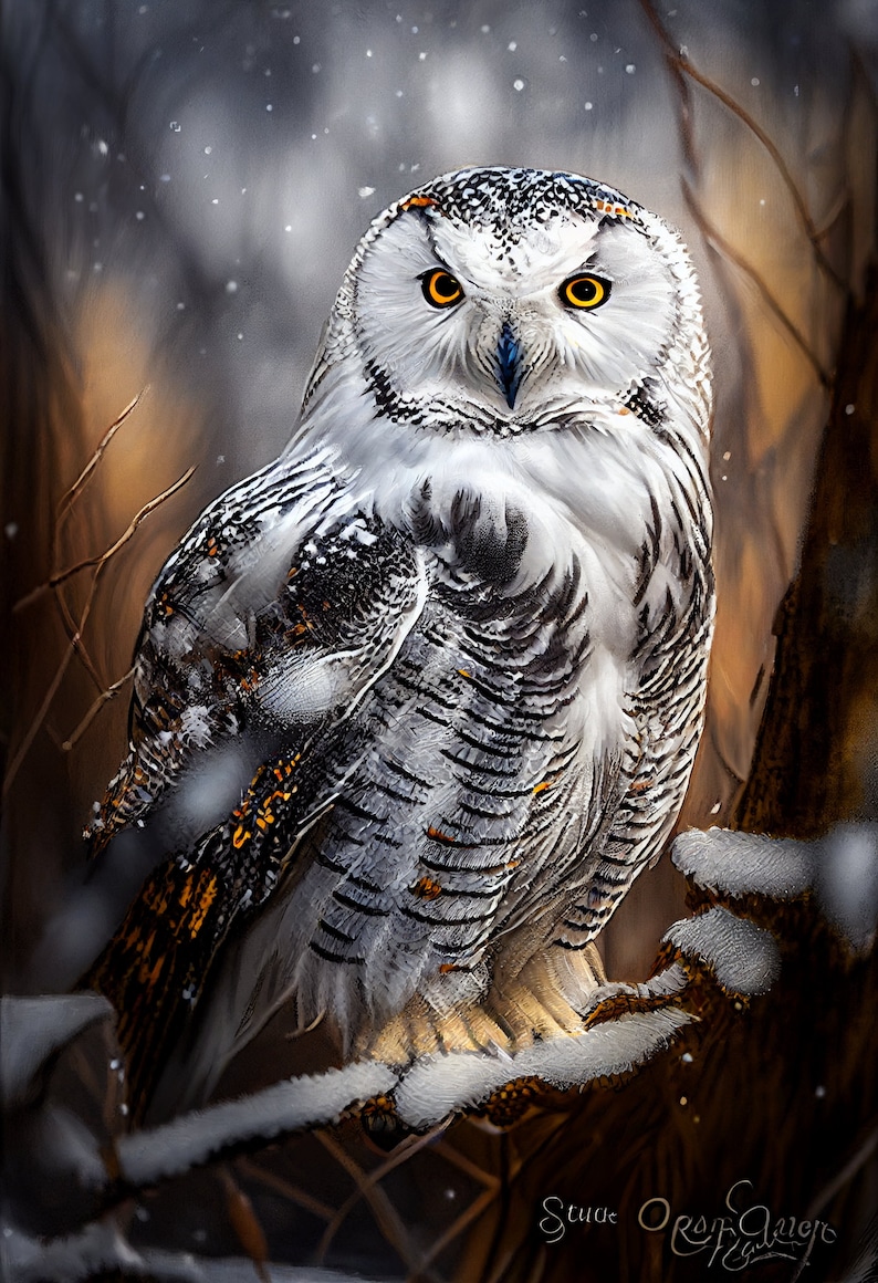 Snowy Owl Art Collection Instant Download Snowy Owl Painting, Gift for ...