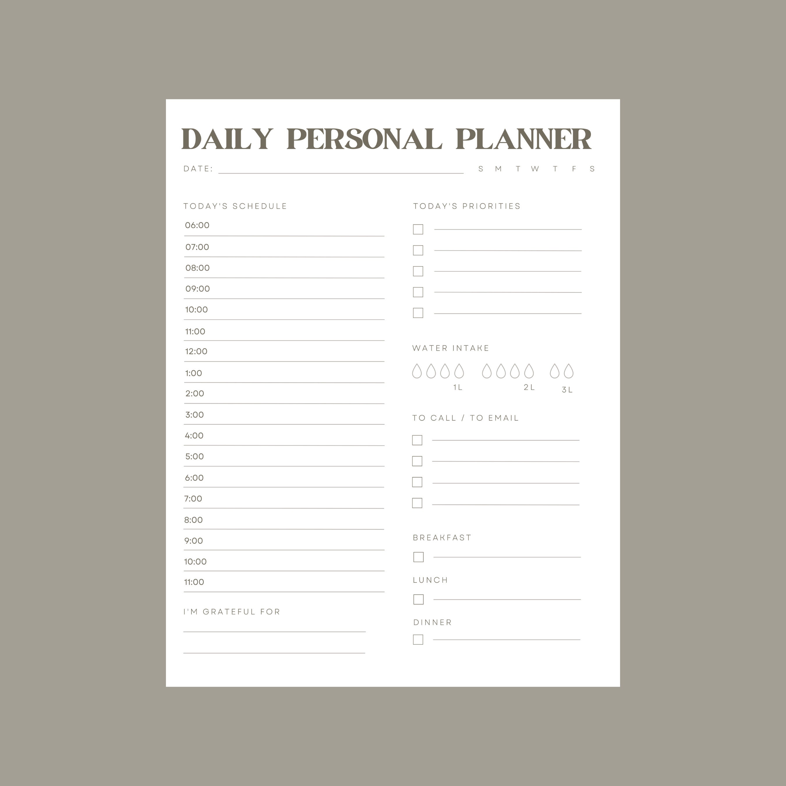 Daily Personal Planner Printable Instant Download Print at - Etsy