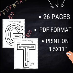 26 Alphabet Maze Fun, Preschool Learning Worksheets, Letter Tracing and ...