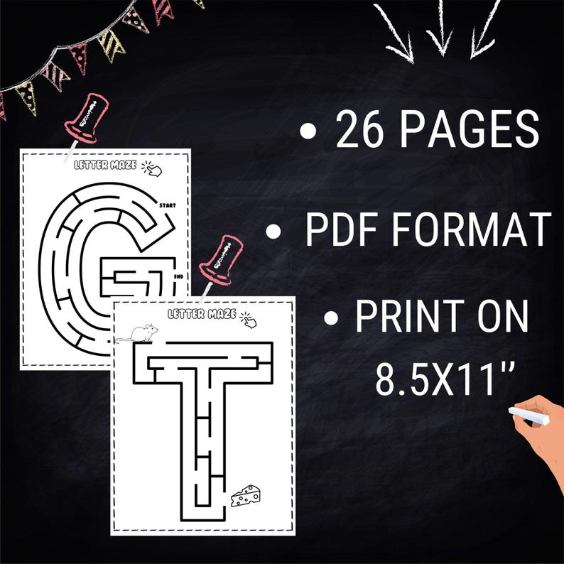 26 Alphabet Maze Fun, Preschool Learning Worksheets, Letter Tracing and ...