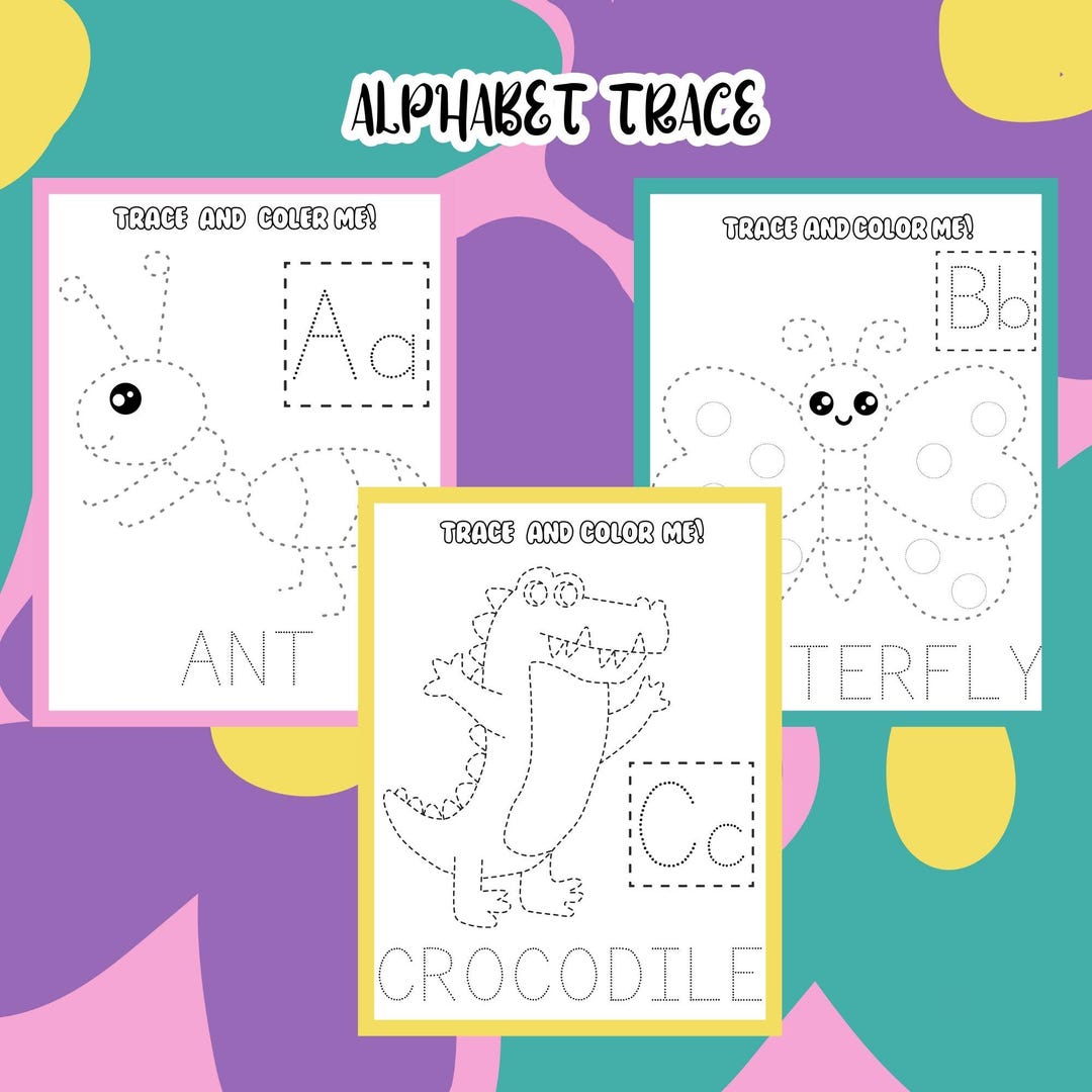 26 Trace & Color Alphabet Pages, Printable Homeschool Worksheets ...
