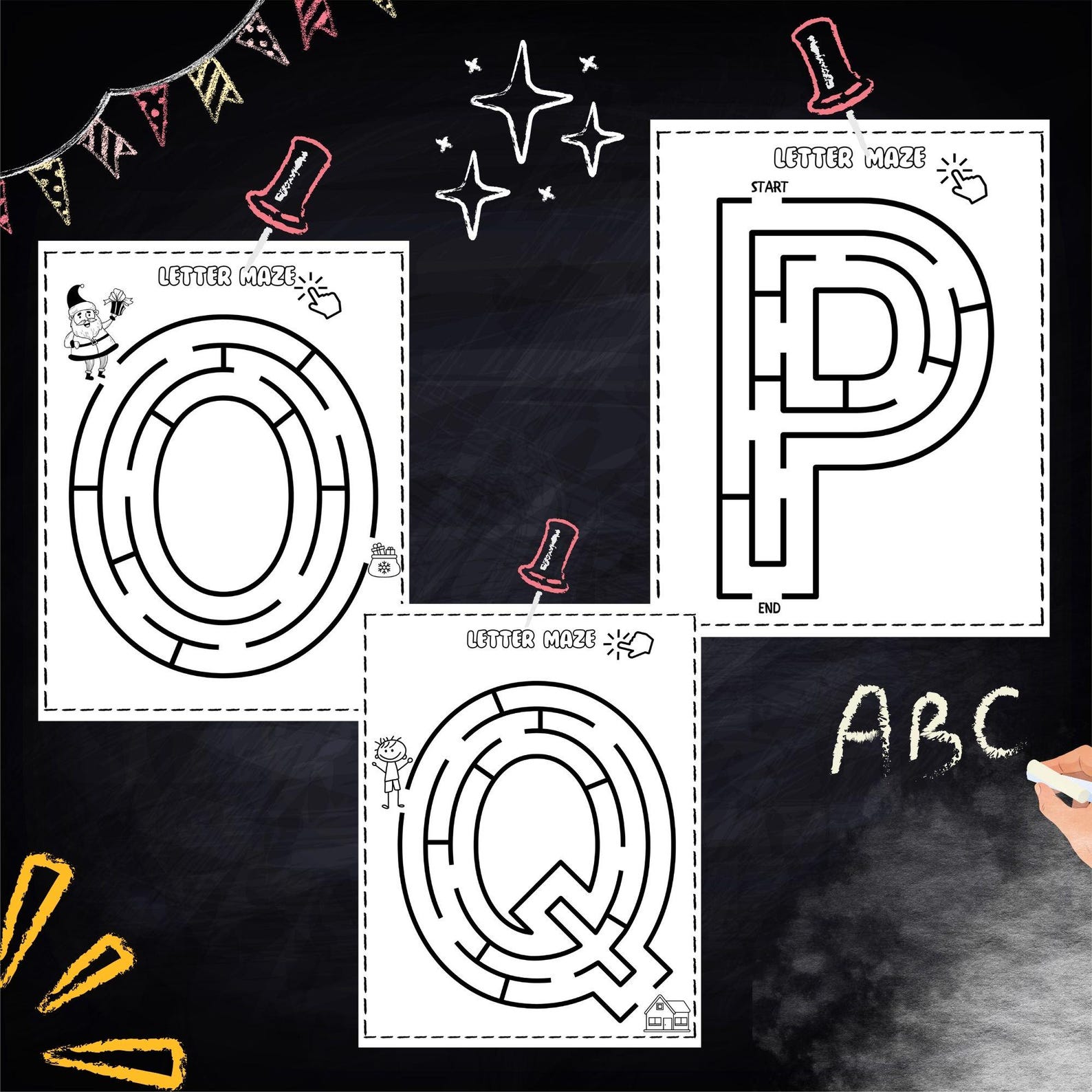 26 Alphabet Maze Fun, Preschool Learning Worksheets, Letter Tracing and ...