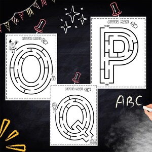 26 Alphabet Maze Fun, Preschool Learning Worksheets, Letter Tracing and ...
