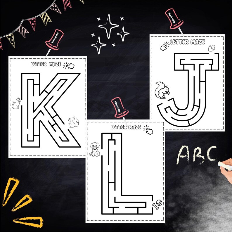 26 Alphabet Maze Fun, Preschool Learning Worksheets, Letter Tracing and ...