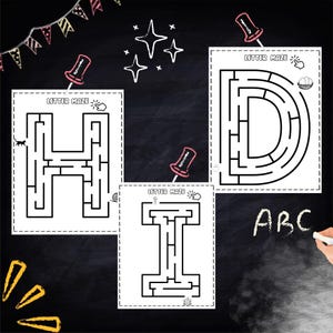 26 Alphabet Maze Fun, Preschool Learning Worksheets, Letter Tracing and ...