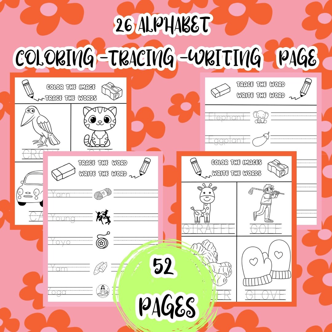 52 Traceing, Coloring and Writing Worksheet Pages. Handwriting Pages ...