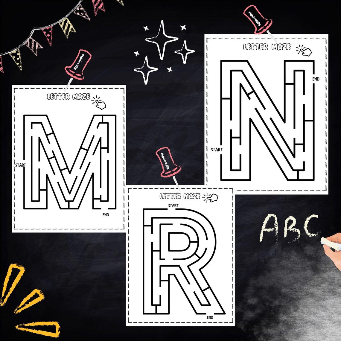 26 Alphabet Maze Fun, Preschool Learning Worksheets, Letter Tracing and ...