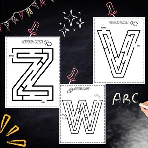 26 Alphabet Maze Fun, Preschool Learning Worksheets, Letter Tracing and ...