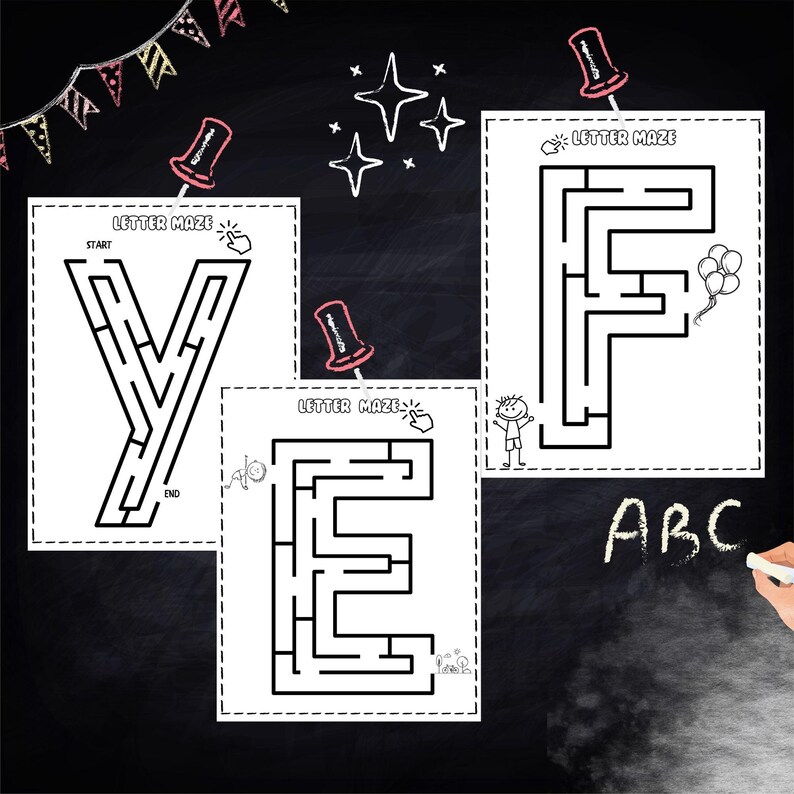 26 Alphabet Maze Fun, Preschool Learning Worksheets, Letter Tracing and ...