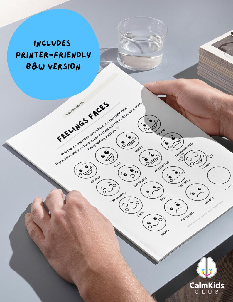 FEELINGS FACES Chart for Kids – Printable Emotional SEL Check-in Tool ...