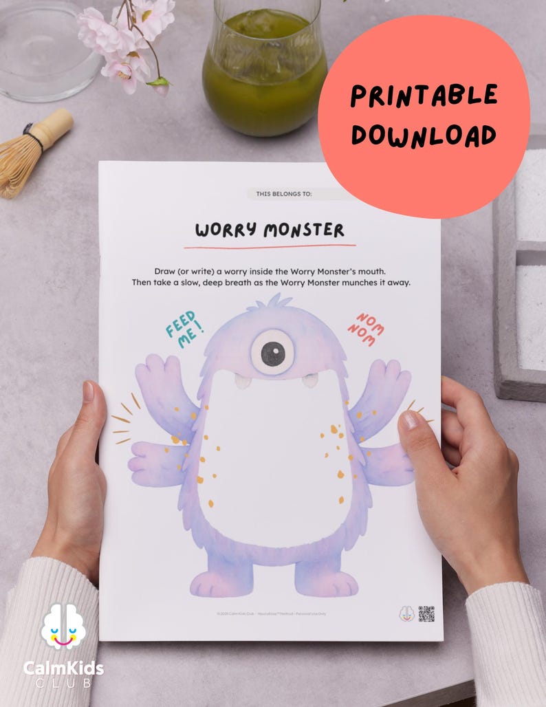 Worry Monster Colouring Printable | Anxiety Coping Activity | Calm-down ...